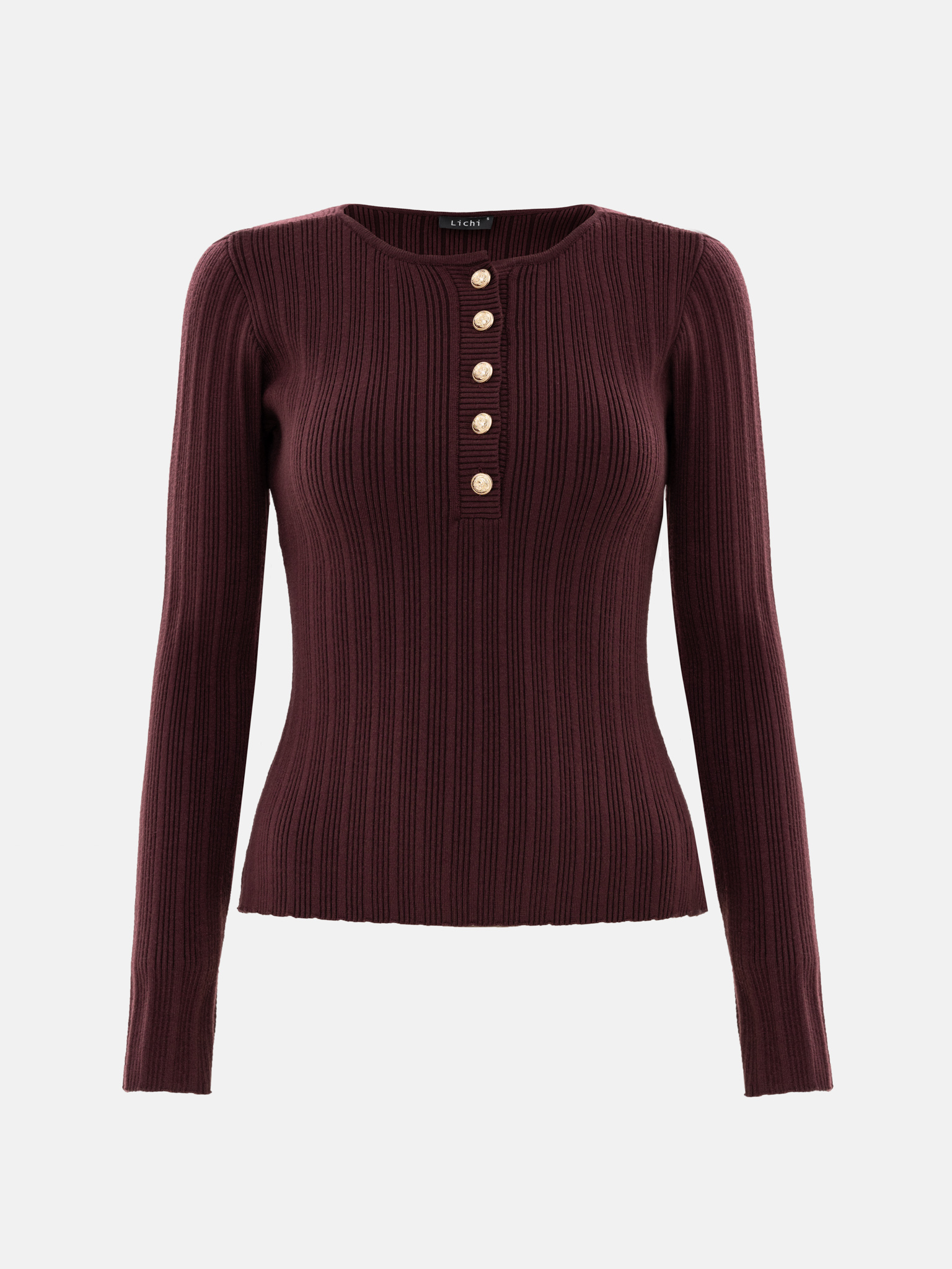 Textured knit jumper with large buttons :: LICHI - Online fashion store