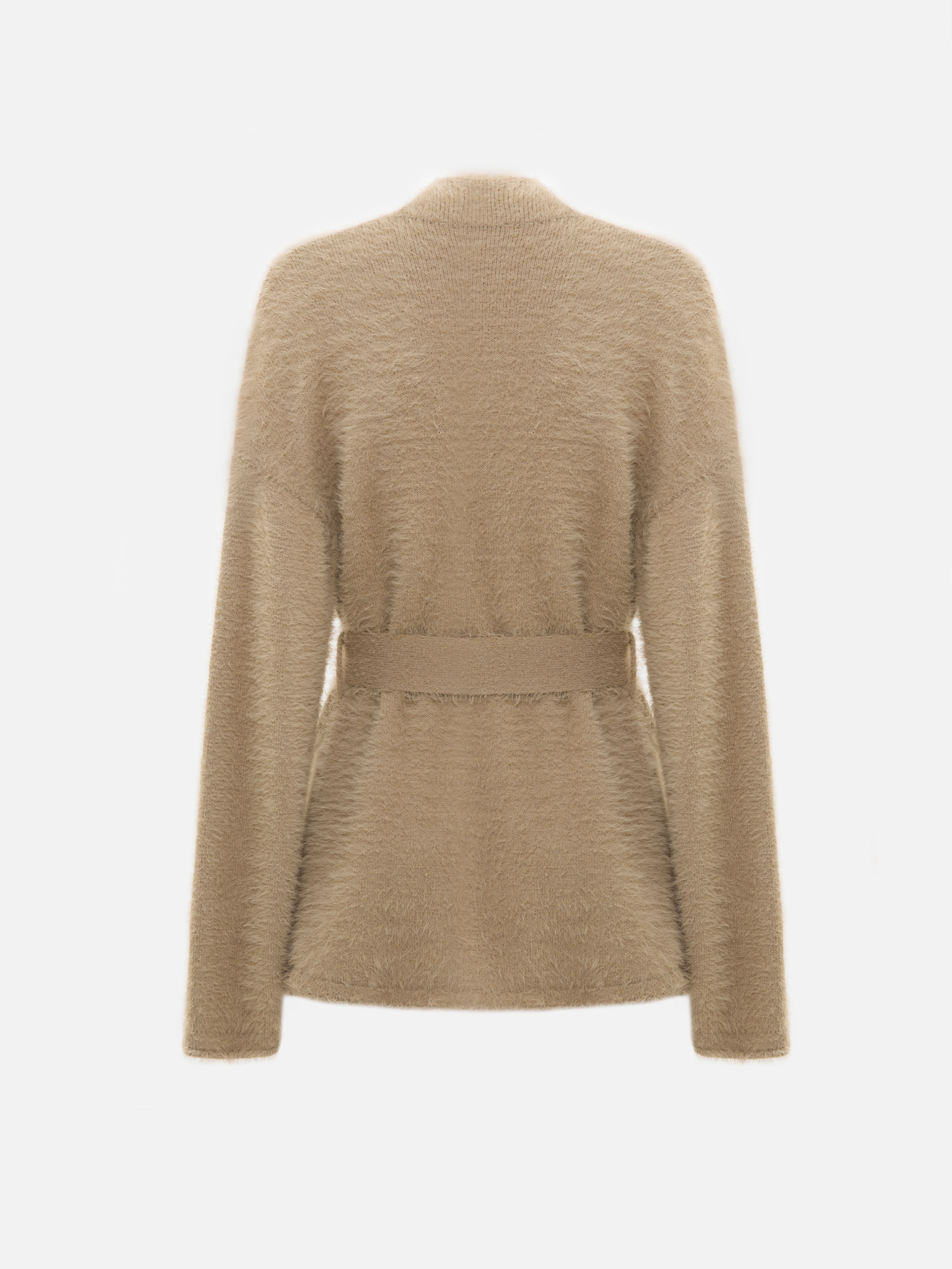 Fluffy jersey wrap cardigan with a belt :: LICHI - Online fashion store