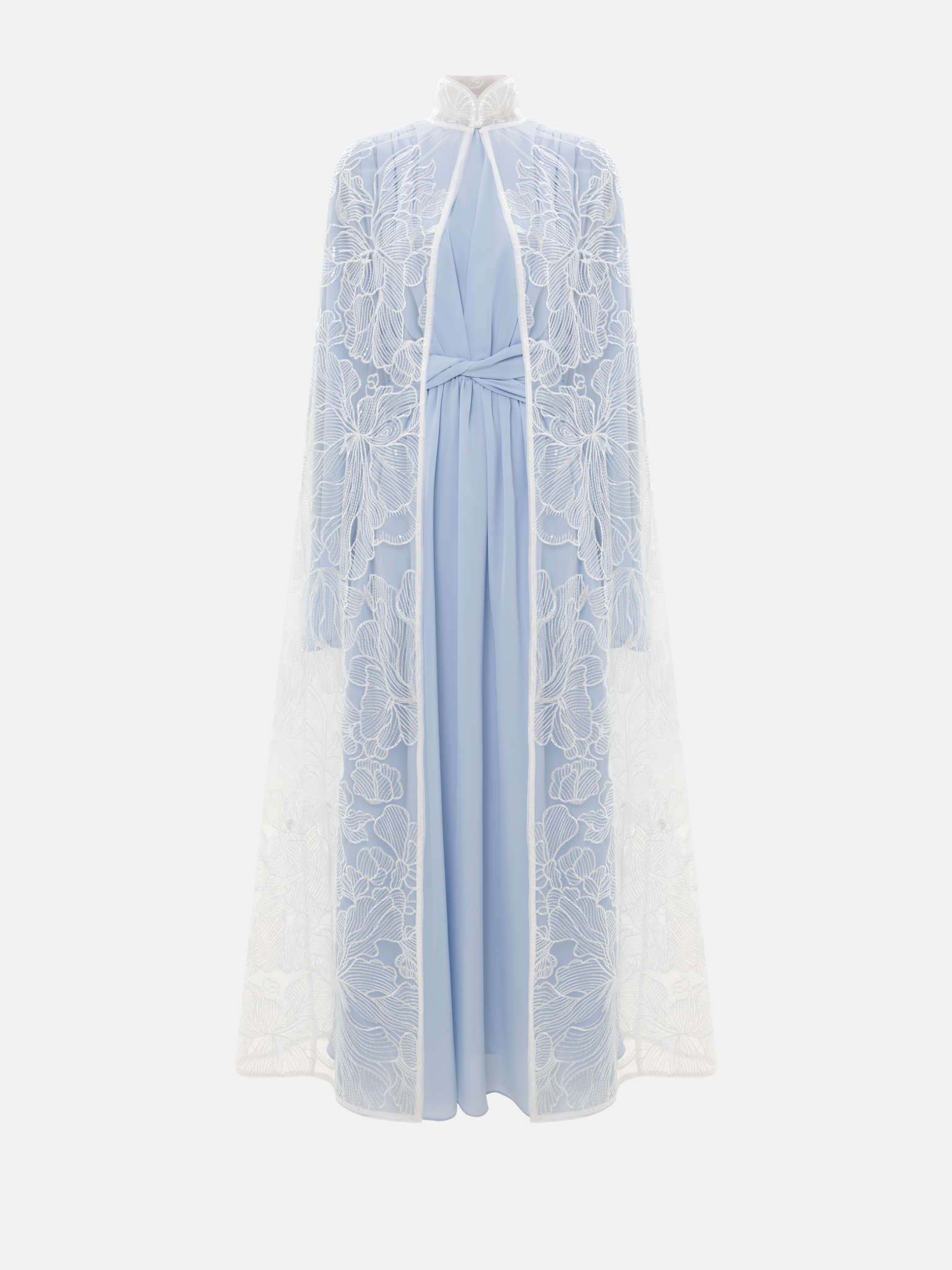 Lightweight maxi dress with draped waist :: LICHI - Online fashion store