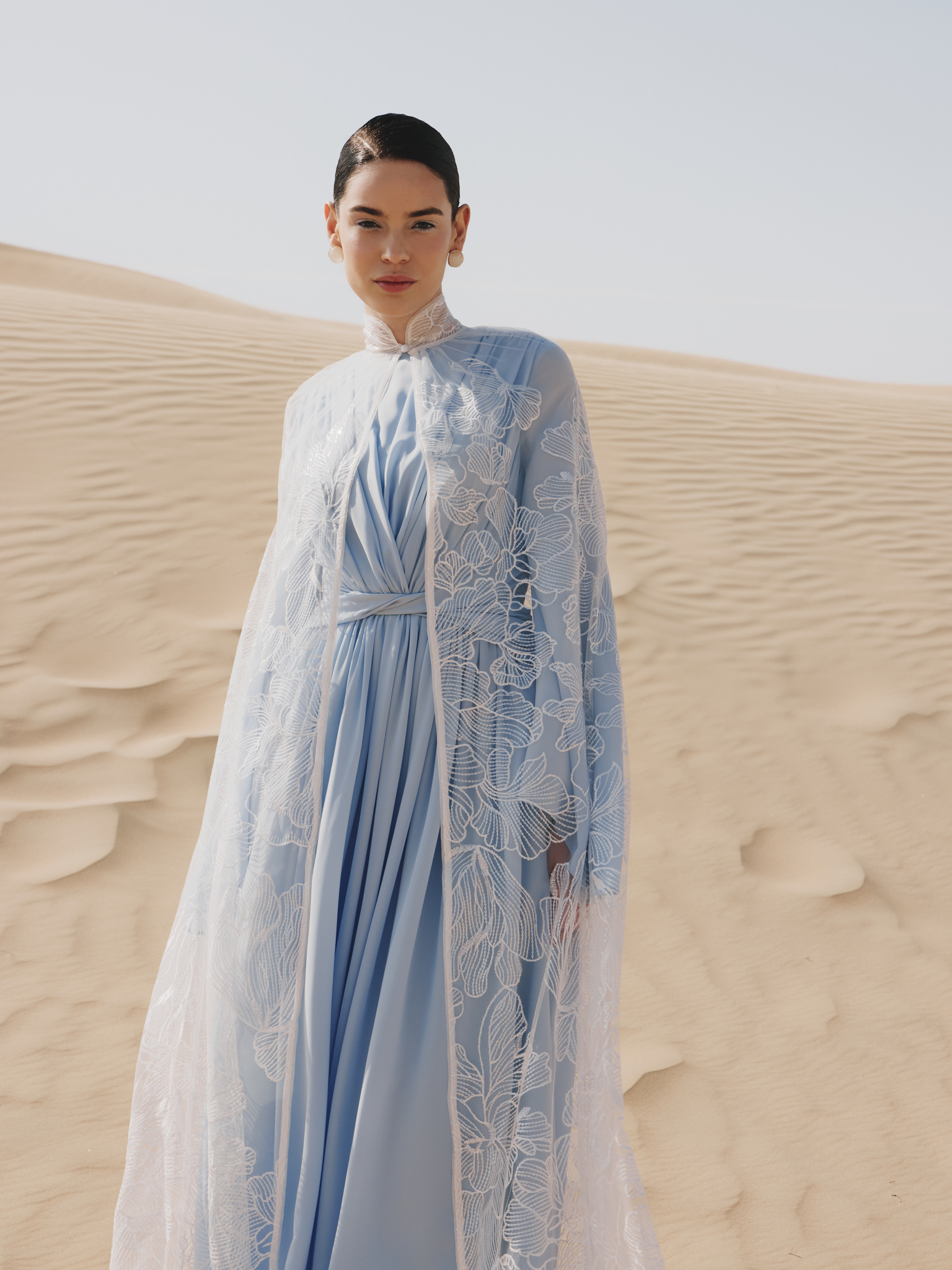 Lightweight maxi dress with draped waist :: LICHI - Online fashion store