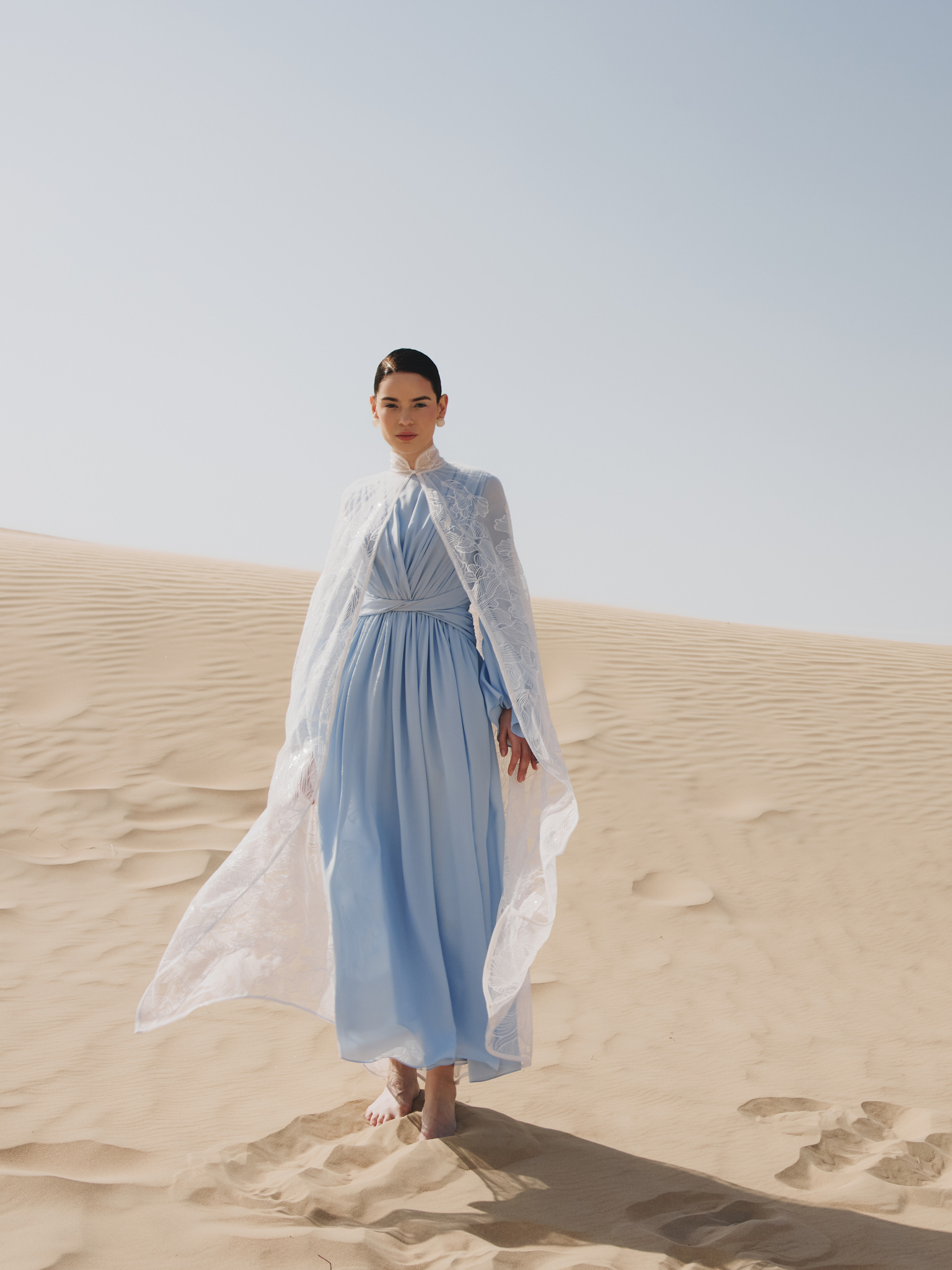 Lightweight maxi dress with draped waist :: LICHI - Online fashion store