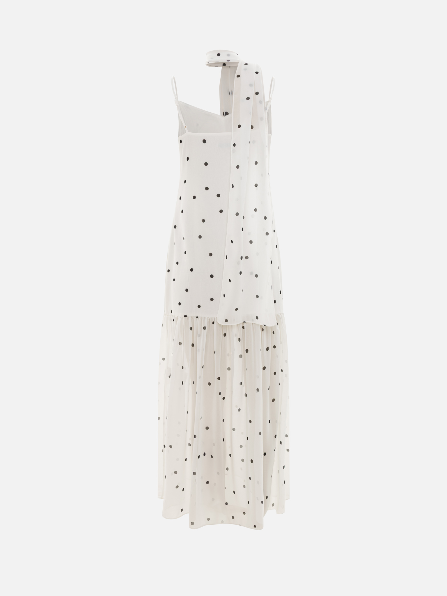 Платье макси в горошек с шарфом в тон :: LICHI - Online fashion store
